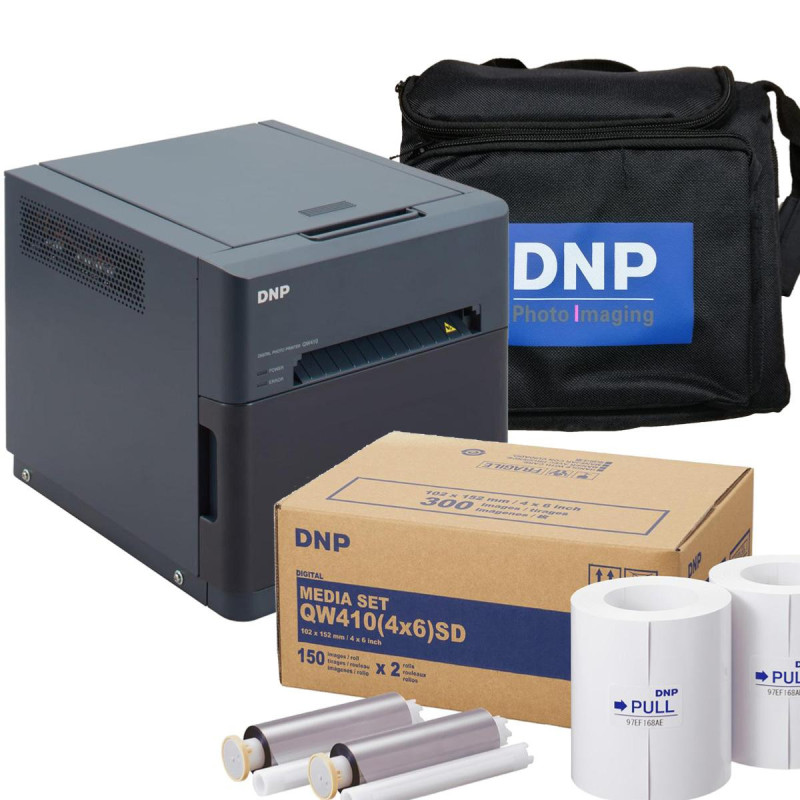 DNP Pack Imprimante QW410 avec 1 Kit d'impression 10x15 STD et 1 sac - Prophot